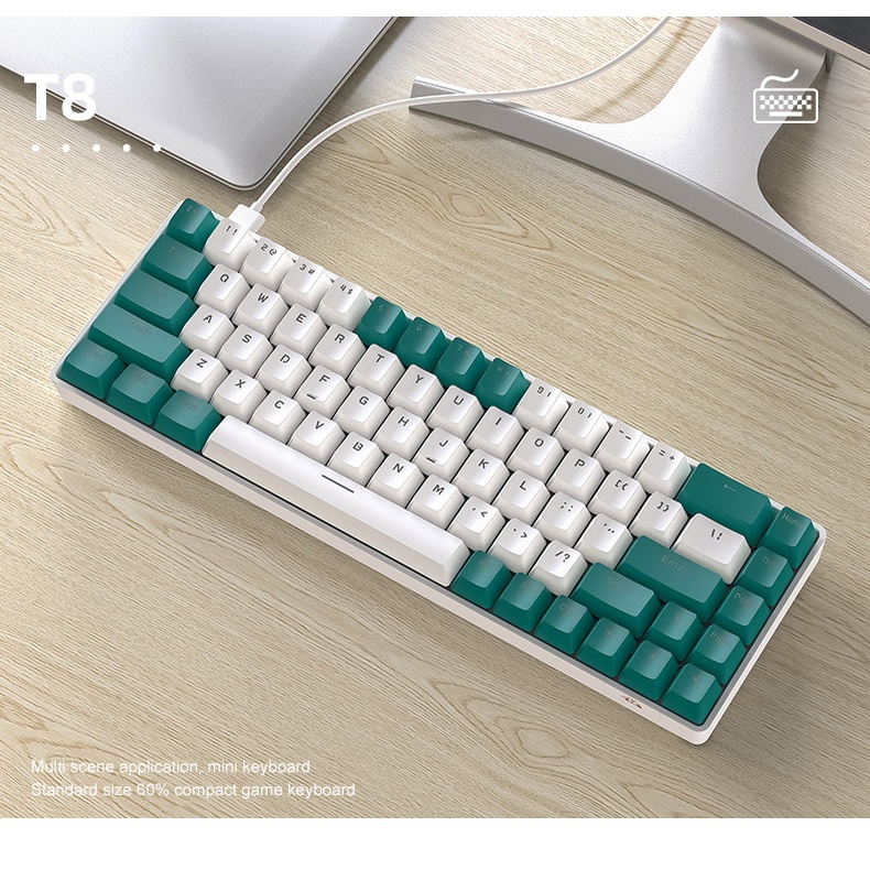 Bàn Phím Cơ Nhỏ Gọn Wolf T8 RGB Layout 68 Phím Keycap ABS Mix 2 Màu Cực ...