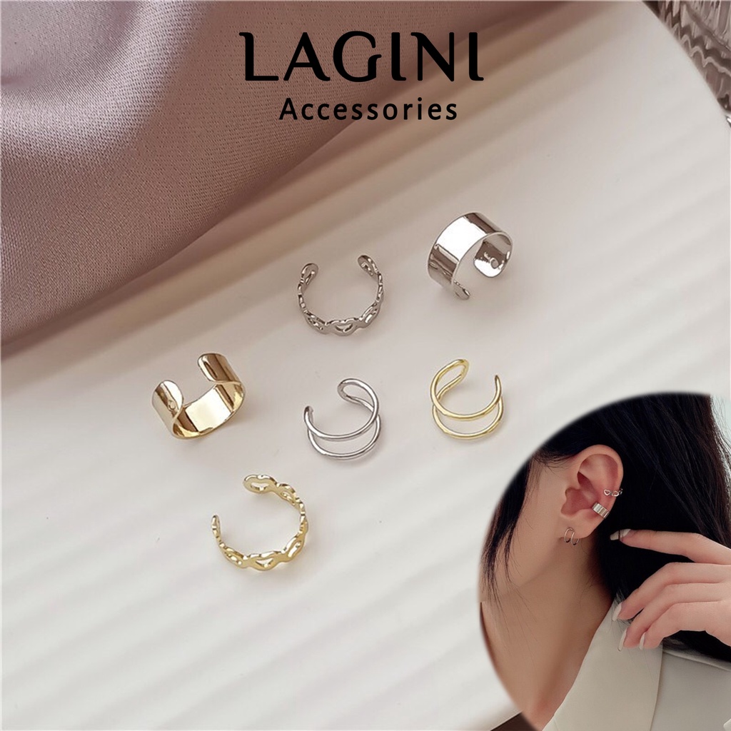 Set bộ 3 khuyên cài kẹp vành tai Lagini cá tính | Shopee Việt Nam