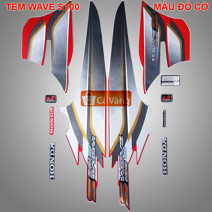 Tem xe máy Wave S100 LOẠI ZIN, TEM XỊN - MÀU ĐỎ CỜ | Shopee Việt Nam