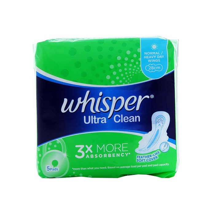 BVS ban đêm Whisper Ultra Clean Có cánh 28cm (5 miếng) | Shopee Việt Nam