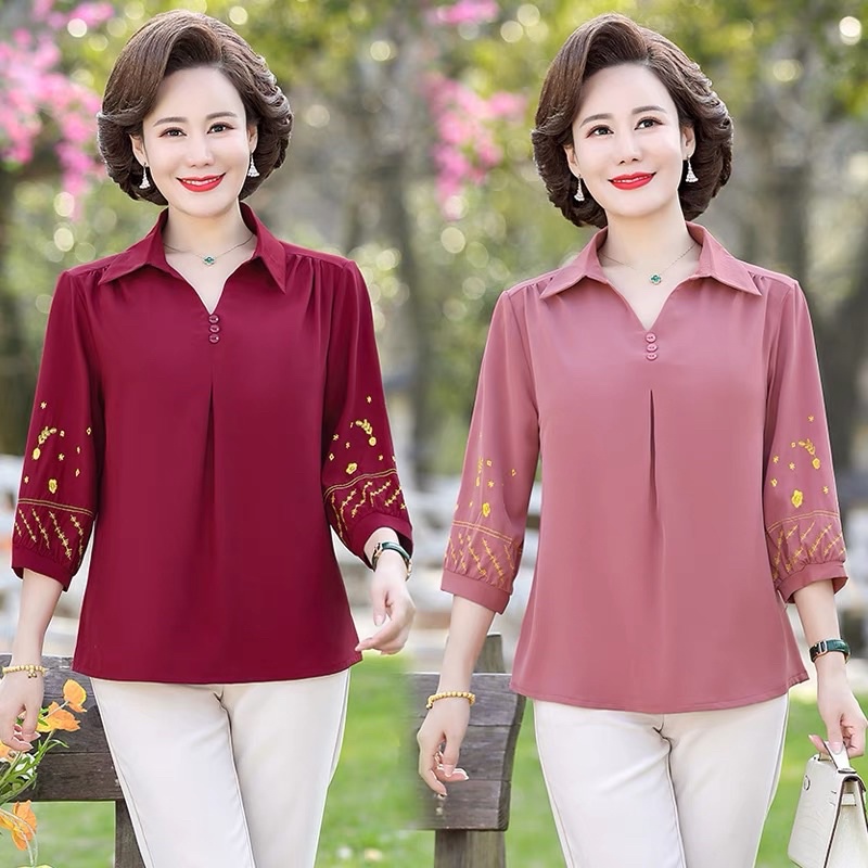 Áo trung niên nữ, áo sơ mi cho bà cho mẹ kiểu dáng sang trọng áo kiểu ...
