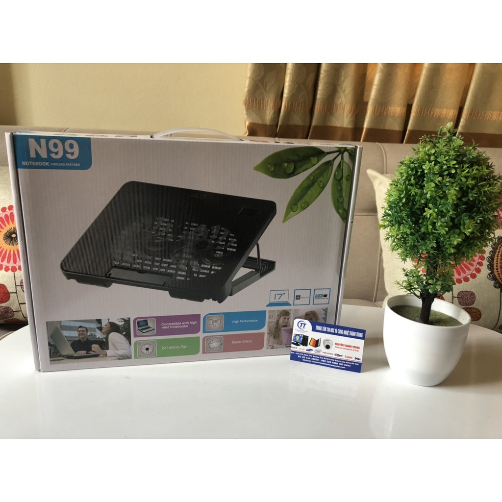 Đế tản nhiệt Laptop Cooling pad N99 1 Fan | 2 Fan(Quạt), đèn led, có ...
