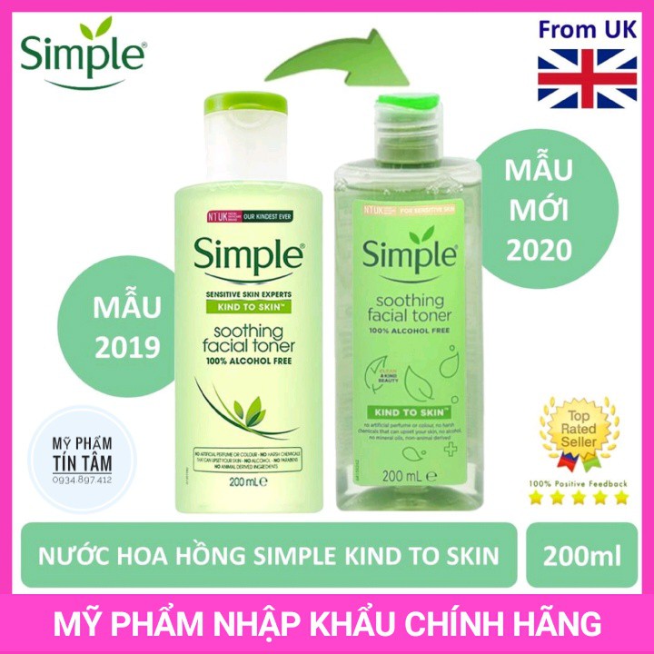 Nước Hoa Hồng Không Cồn Simple Soothing Facial Toner 200ml | Shopee ...