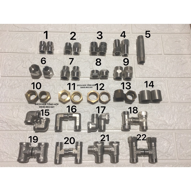 2 Đầu ren ngoài 21 Inox ,Ren Trong 21,Co inox 304 ,Tê ren trong ren ...