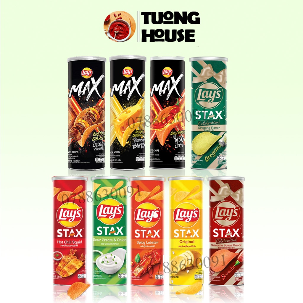 Snack Khoai Tây Lay's STAX lon 105g đủ vị | Shopee Việt Nam