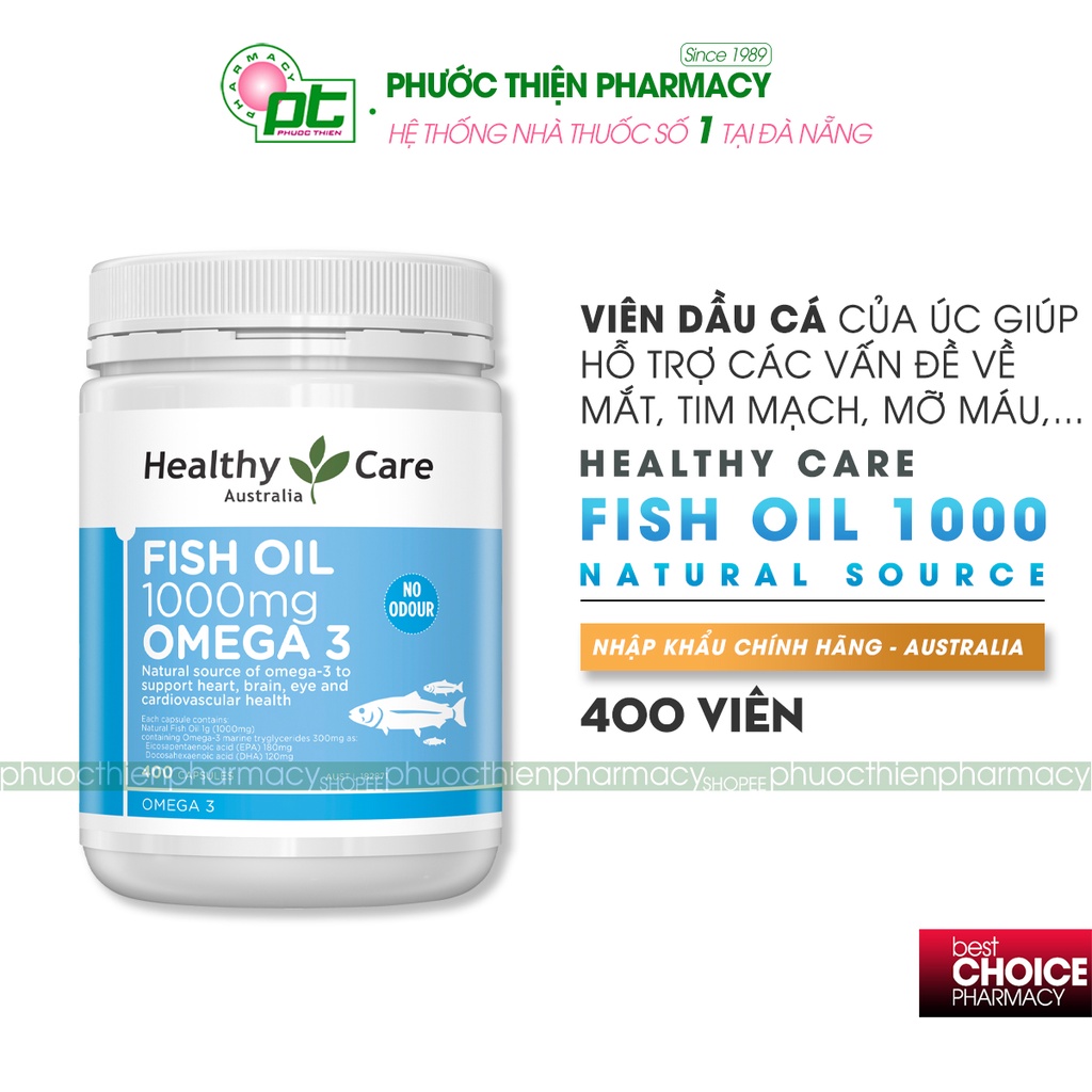 Viên uống dầu cá Omega 3 của Úc Healthy Care Fish Oil 400 viên - Giúp ...