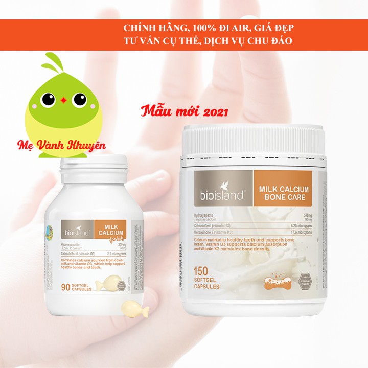 Canxi sữa tổng hợp Bioisland Milk Calcium For Kids/Bonecare, Úc (90v ...