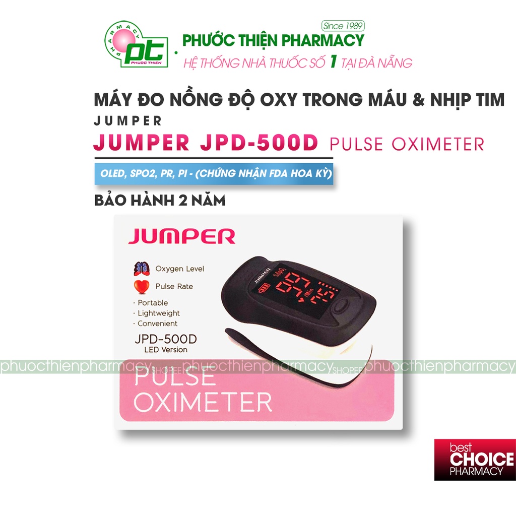 Máy đo nồng độ oxy trong máu JUMPER JPD-500D OLED, SPO2, PR, PI (FDA ...