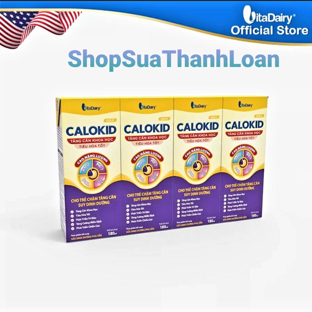 Lốc 4 Hộp Sữa Bột Pha Sẵn CALOKID GOLD 180ml | Shopee Việt Nam