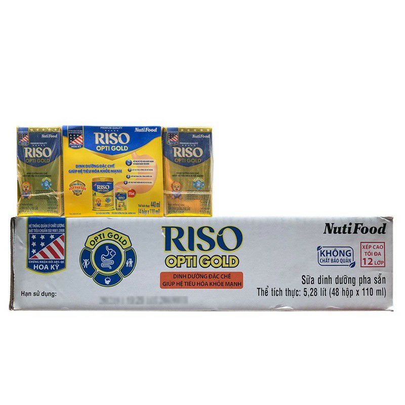 Thùng sữa bột pha sẵn Riso Opti Gold 110ml 48 hộp | Shopee Việt Nam