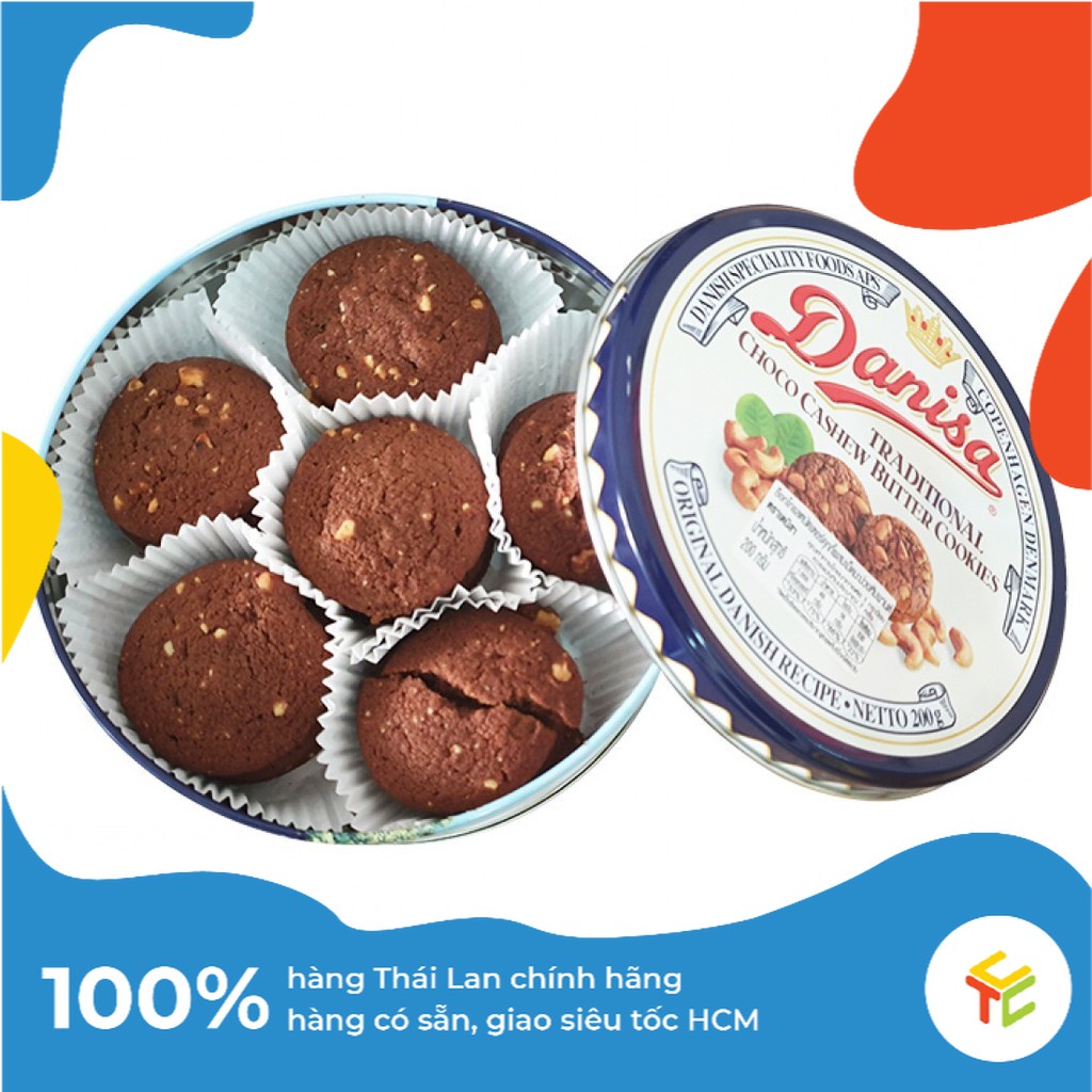 Bánh Danisa nhân hạt điều + Socola Thái Lan hộp thiếc 200g | Shopee ...