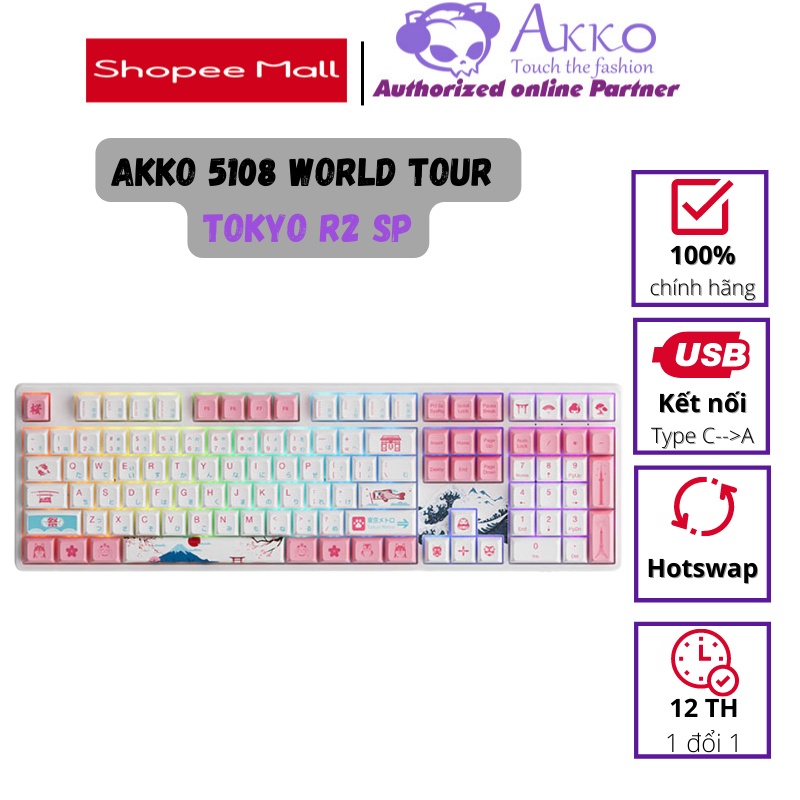 Bàn phím cơ AKKO 5108 World Tour Tokyo R2 SP (Hotswap / Foam tiêu âm ...