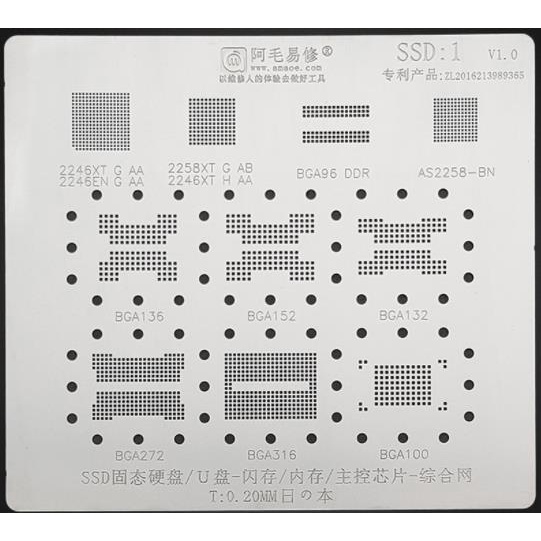 Amaoe SSD1 BGA Reballing Stencil CHO Macbook SSD Flash Memory NAND DDR ...