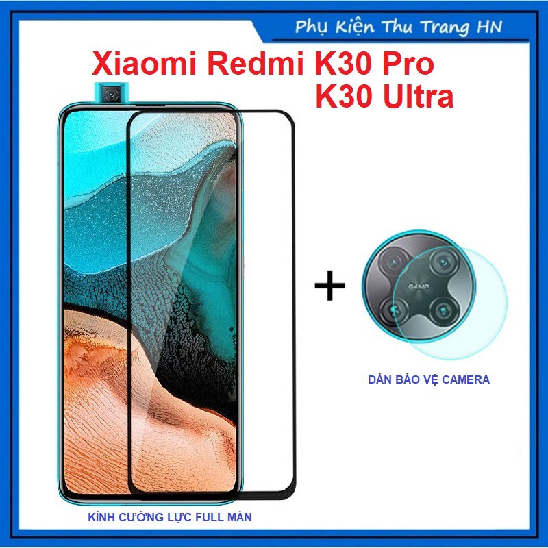 Combo Xiaomi Redmi K30 / K30 Pro / K30 Ultra Kính cường lực full màn hình + dán bảo vệ camera ...