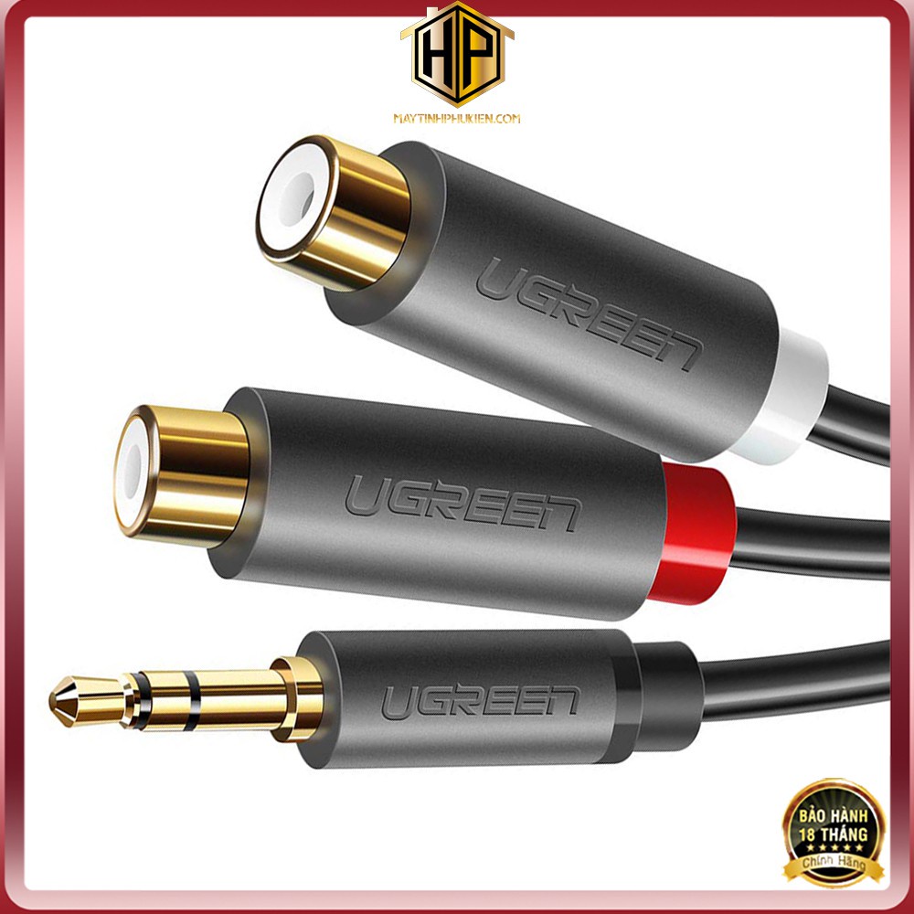 Ugreen 10547 - Cáp chuyển âm thanh từ 3.5mm ra 2 đầu hoa sen ( âm ) chính hãng | Shopee Việt Nam