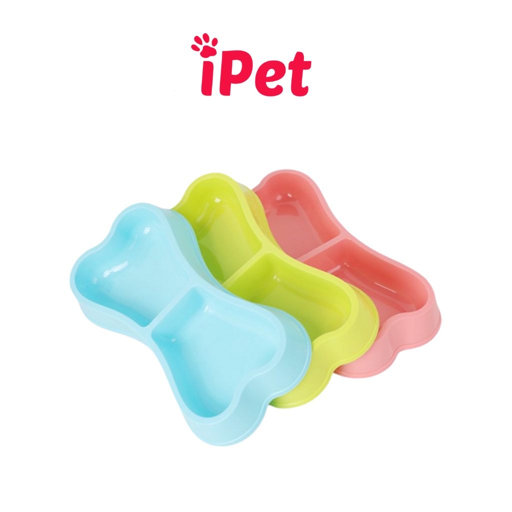 Bát Ăn Đôi Nhựa Hình Xương Cho Thú Cưng Chó Mèo - iPet Shop | Shopee Việt Nam