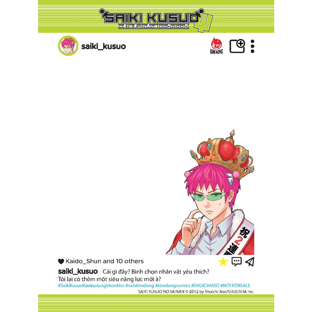 Thẻ SNS Card Saiki Kusuo - Kẻ siêu năng khốn khổ - NXB Kim Đồng ...