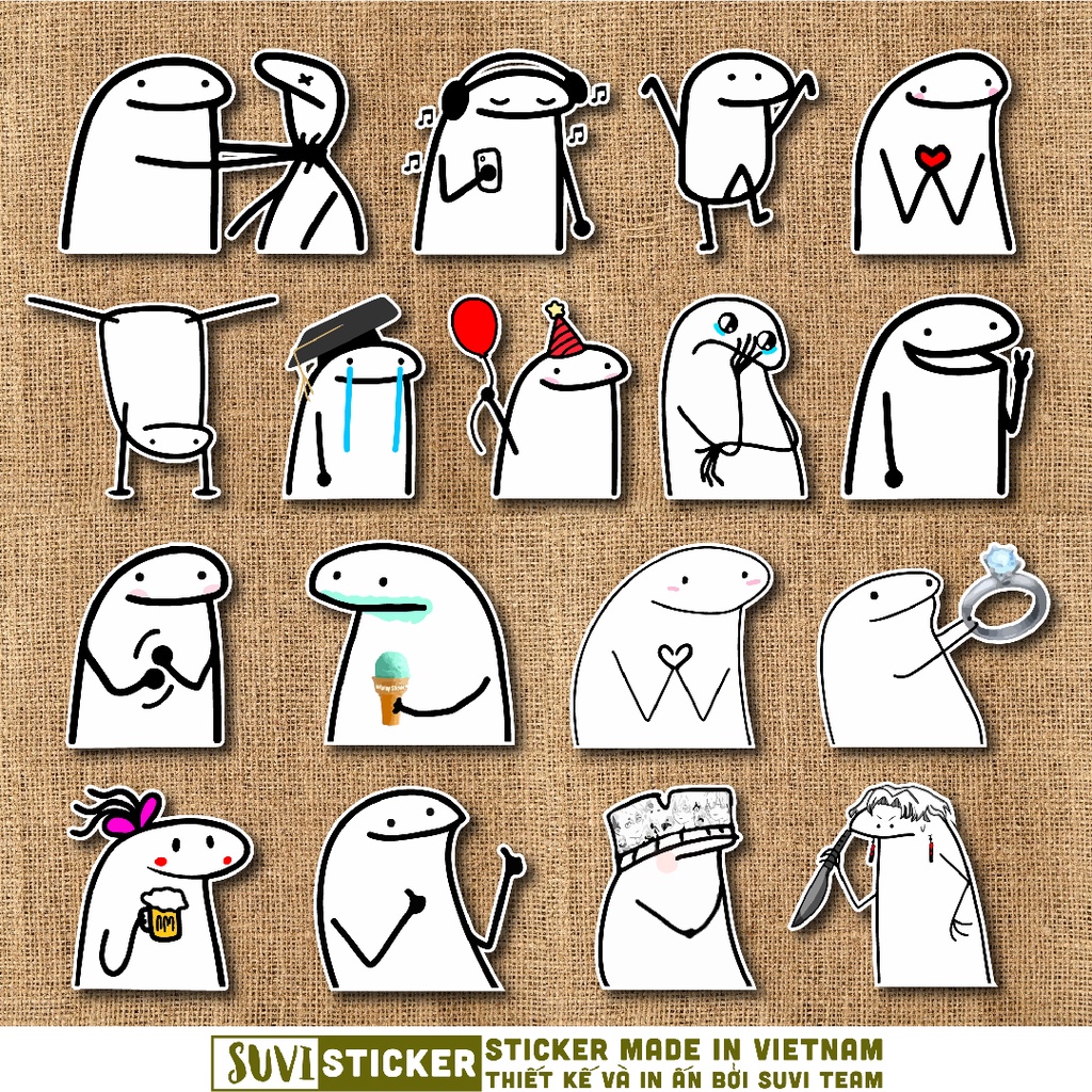 50 Sticker Flork Meme chống nước sticker dán mũ bảo hiểm, laptop, điện ...