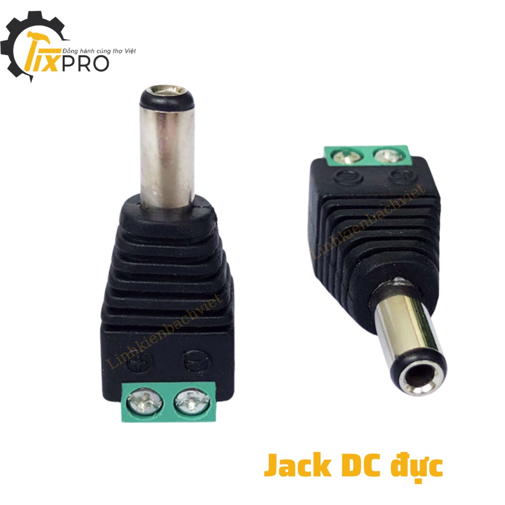 Jack nguồn DC đầu đực, cái 5.5x2.5mm, 5.5x2.1mm đấu dây dùng vít ...