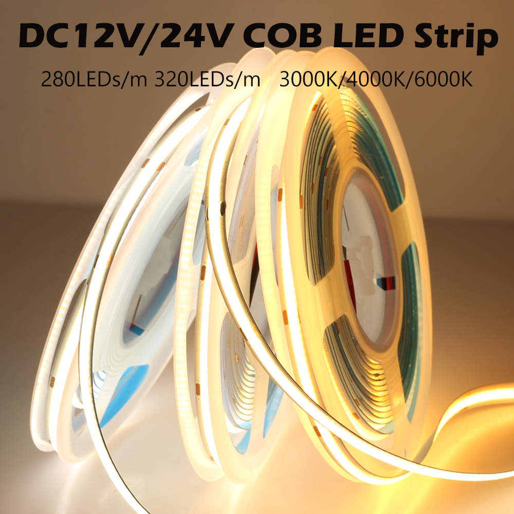 Cuộn Dây Đèn LED COB 280 320 Bóng 3000K 4000K 6000K DC12V 24V 5m ...