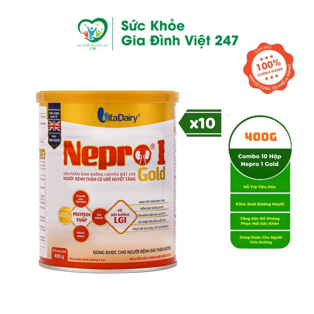 Combo 10 Hộp Sữa Nepro 1 Gold 400G - Sữa Dành Cho Người Bị Thận Có URE ...