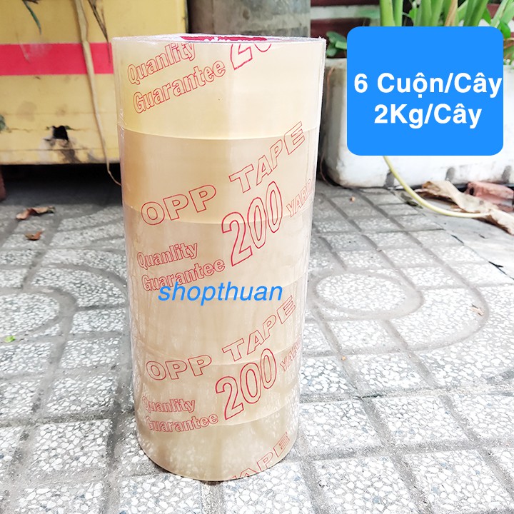 Lốc 6 Cuộn Băng Keo Trong 200 Yard, trọng lượng 2Kg (2 - 2,05kg) lỗi giây 5mm | Shopee Việt Nam