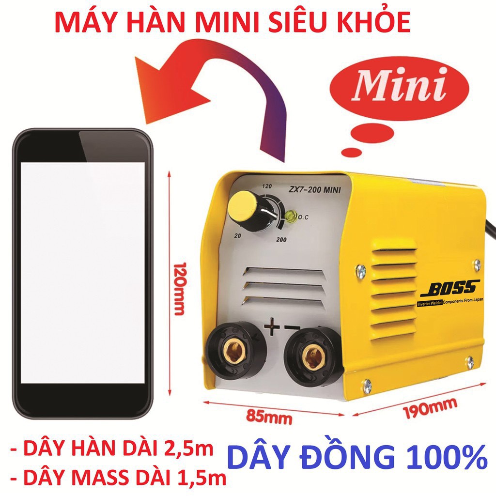 Máy hàn Mini boss zx7-200 mini siêu mini kích thước máy 190x85x120mm ...