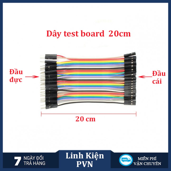 Dây cắm test board 20 cm lõi đồng, mối tiếp xúc tốt và chắc chắn, kết ...