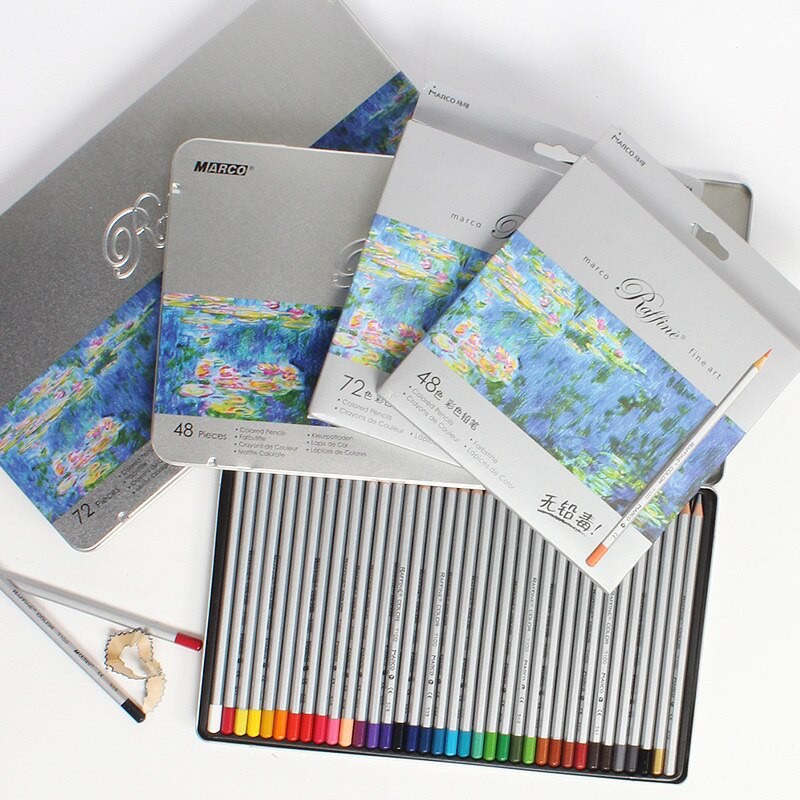 Chì Màu Khô MARCO RAFFINE 24/36/48/72 màu (hộp giấy hoặc hộp thiếc ...