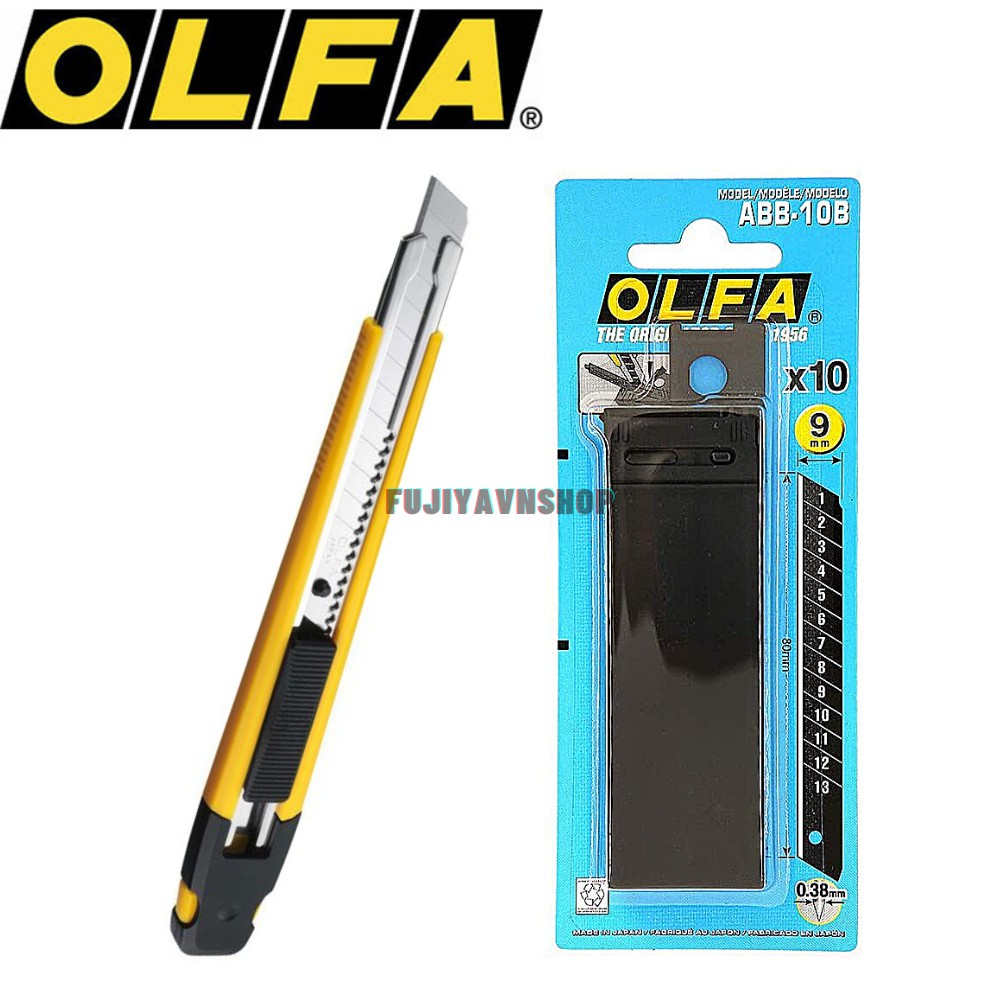 COMBO 1 Dao cắt cầm tay khóa tự động OLFA A-1 VÀ 1 Hộp Lưỡi dao OLFA ABB-10B (10 lưỡi) | Shopee ...