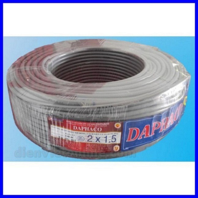 Dây pha mềm 2 lõi ruột đồng vỏ bọc PVC 2x1.5 Daphaco - Điện Việt ...