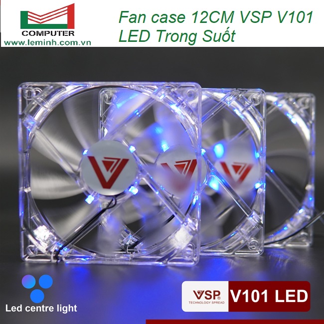 Quạt Tản Nhiệt Thùng Máy Vi Tính Fan case 12CM VSP V101 LED (Trong Suốt) | Shopee Việt Nam