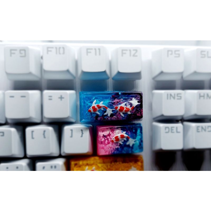 Keycap cá koi backspace 2u tone xanh tím than trang trí bàn phím cơ ...