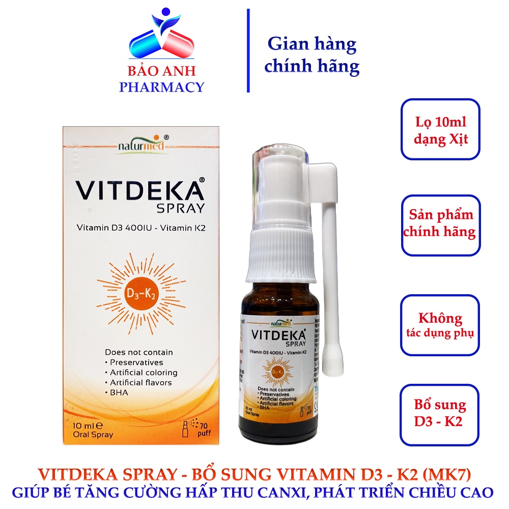 [CHÍNH HÃNG] VITDEKA spray – Bổ sung Vitamin D3 400IU – Vitamin K2 dạng ...