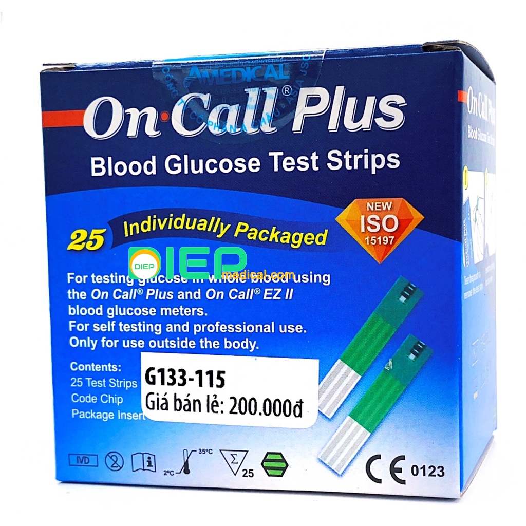 ON CALL PLUS 25 QUE (VỈ XÉ) HOẶC HỘP 50 QUE – Que thử đường huyết chính ...