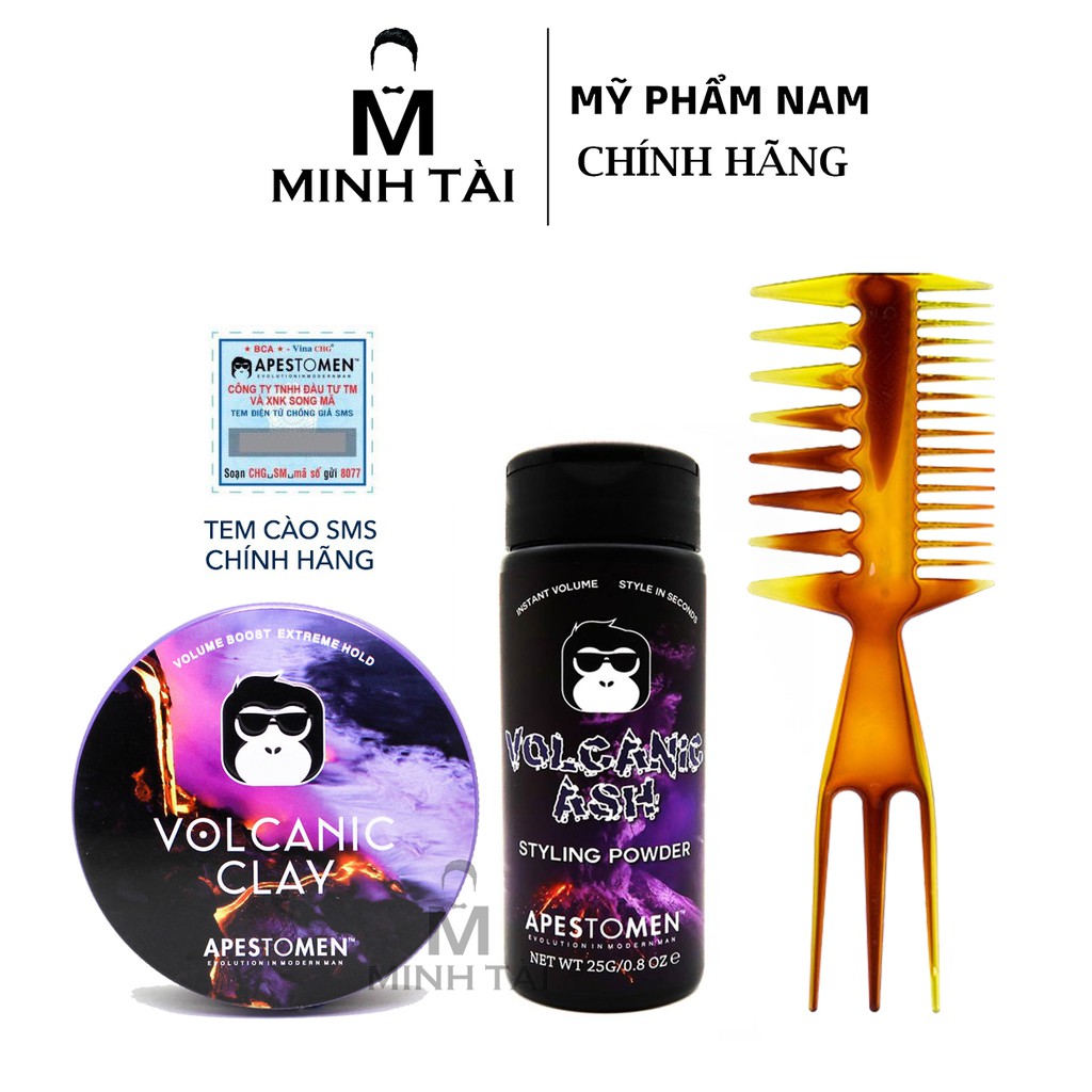 Sáp Vuốt Tóc Nam APESTOMEN Volcanic Clay , Bột Tạo Phồng APESTOMEN ...