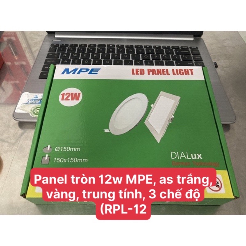 MPE - Đèn led panel âm trần tròn 12w trắng, vàng, trung tính, 3 chế độ ...