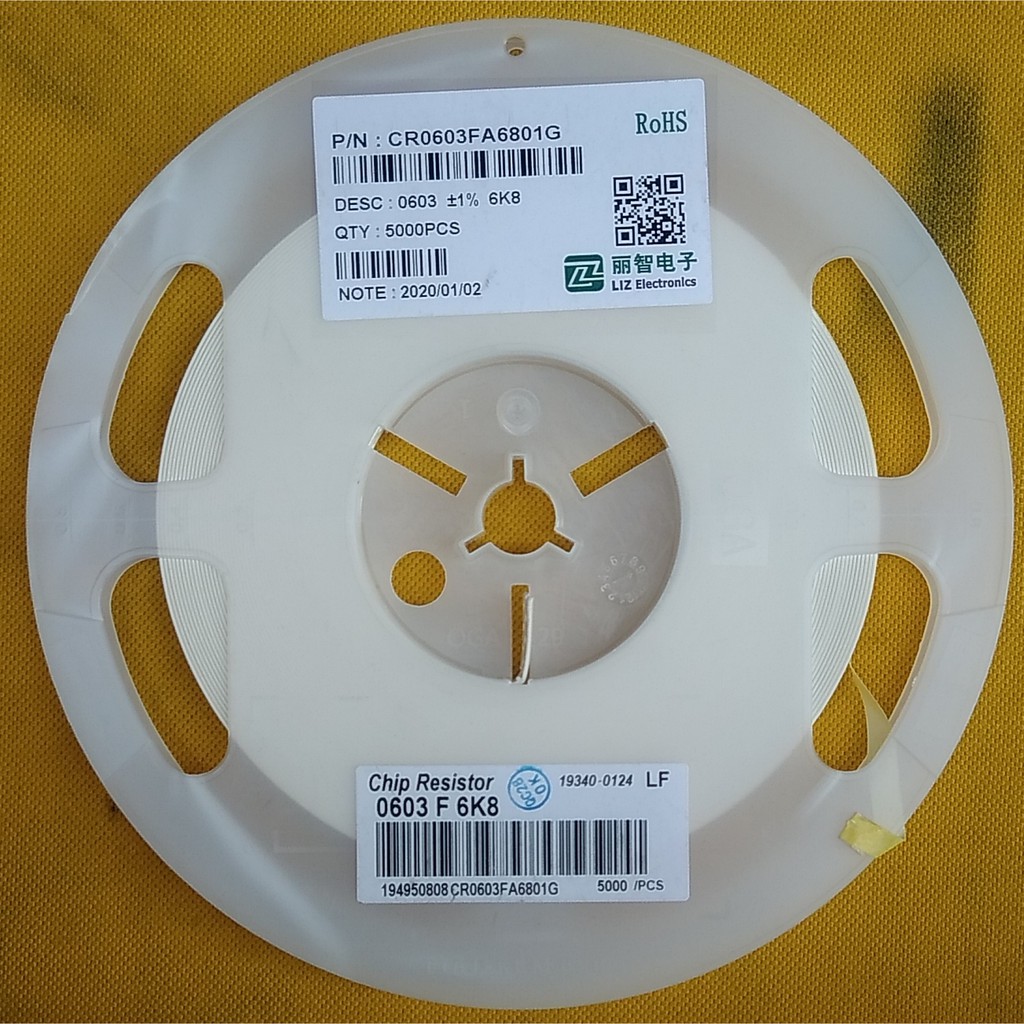 100 CHIẾC ( 25 Con một dây x 4 dây ) TRỞ DÁN 0603 1% TỪ 3K6, 3K9, 4K3, 4K7, 5K1, 5K6, 6K8, 7K5 ...