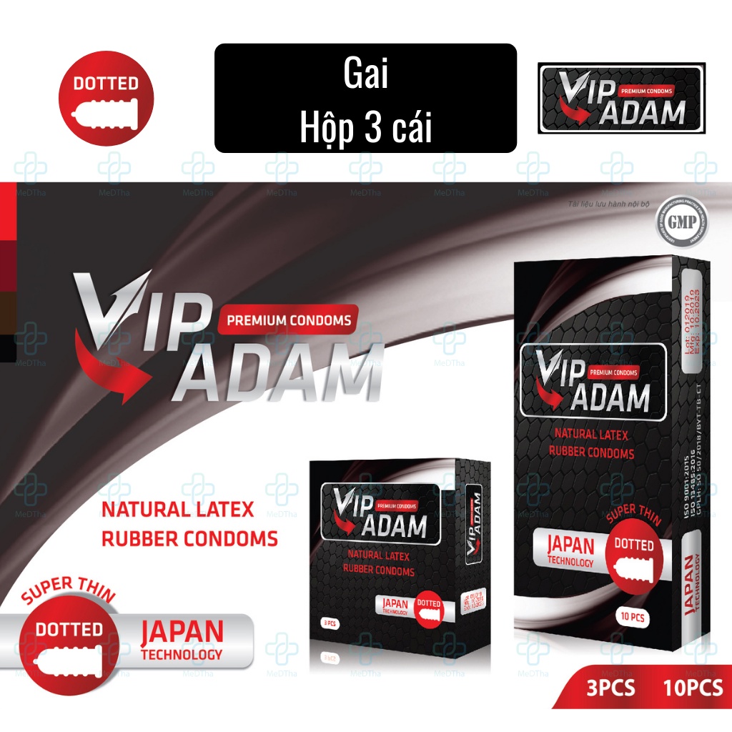 Bao cao su VIP ADAM Medstand - Bao cao su siêu mỏng, dai loại trơn, gai ...