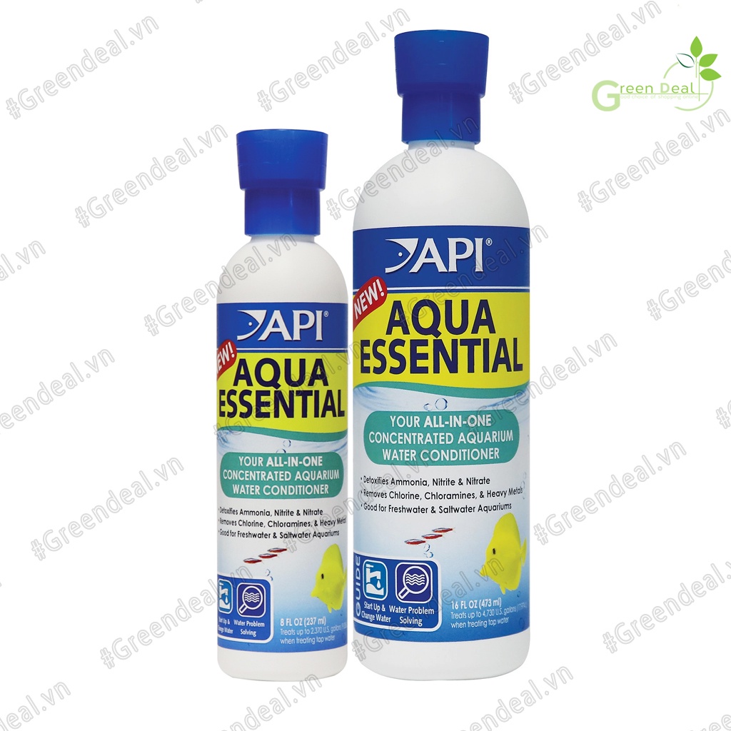 API - Aqua Essential (Chai 473 ml) | Khử Clo, NH3, NO2, NO3 và các độc tố kim loại nặng trong hồ ...