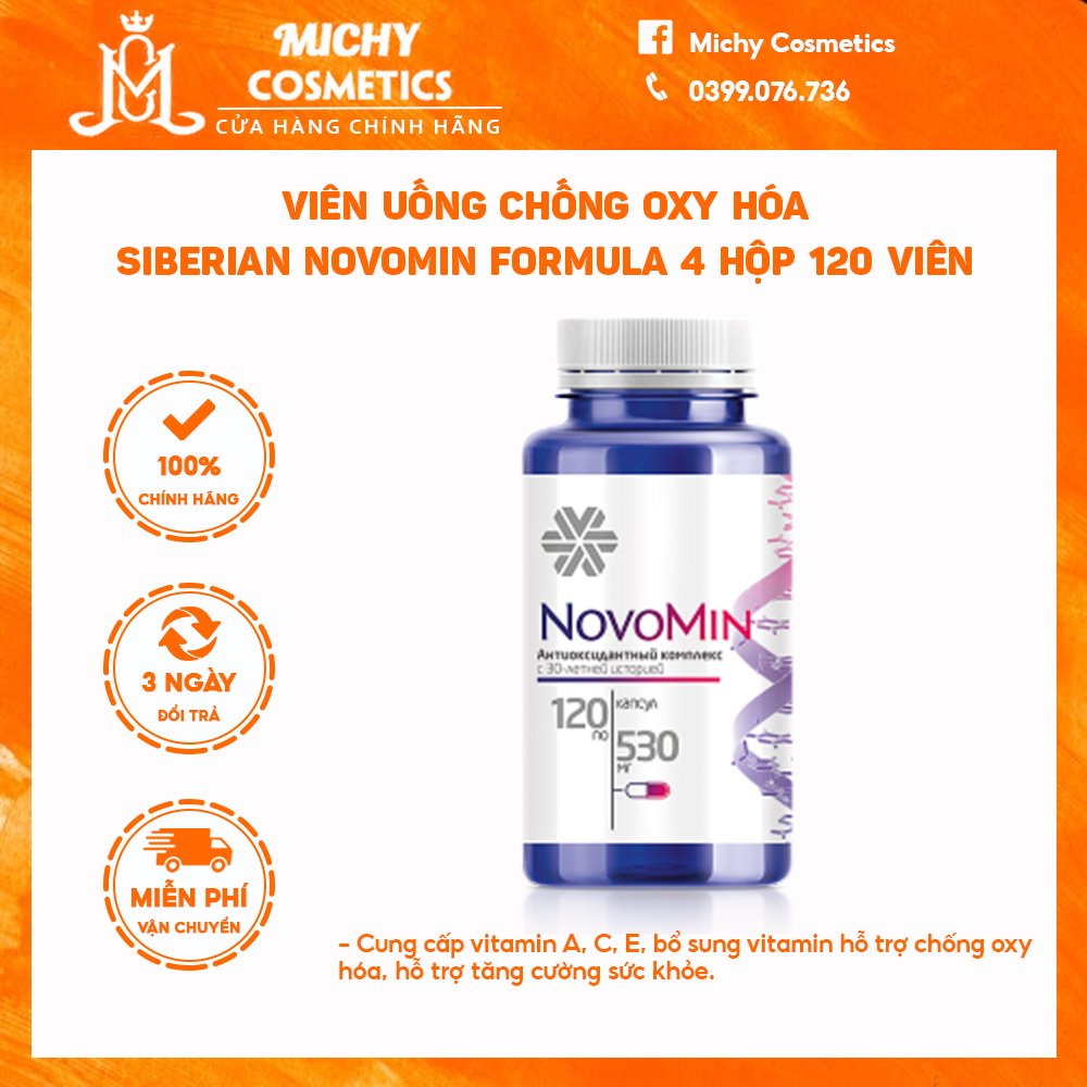 Viên uống chống oxy hóa, phục hồi tế bào khỏe mạnh Novomin Siberian ...
