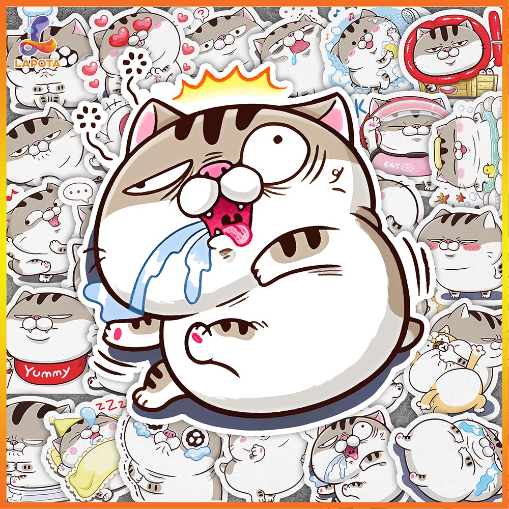 Set 50 cái Sticker Ami Bụng Bự chống nước, Hình dán mèo Ami cute, Decal ...