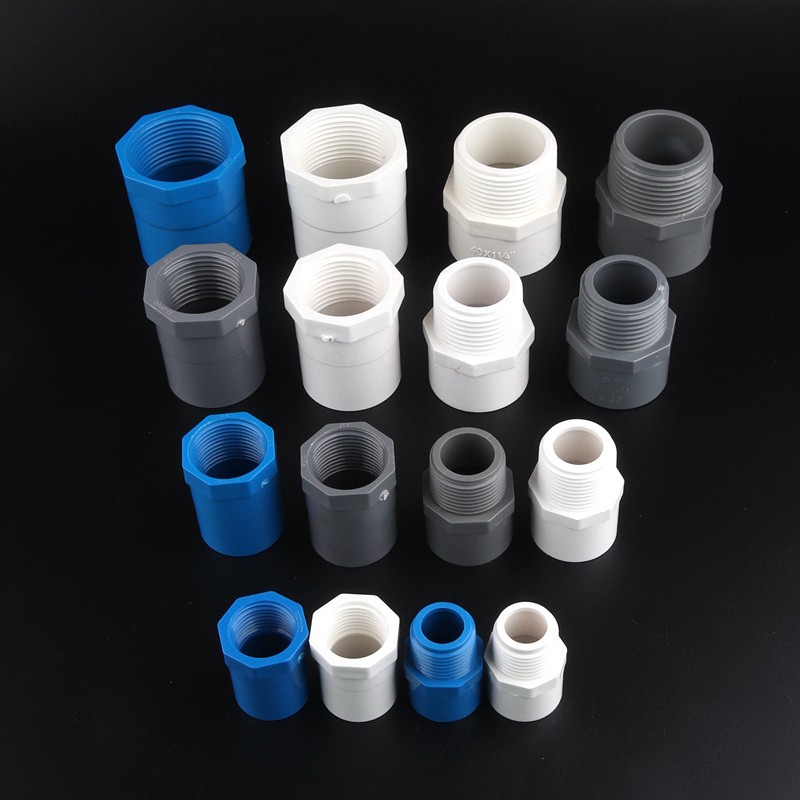5pcs 1/2",3/4",1",1.2" PVC Thread Connectors 20/25/32/40mm Water Pipe ...