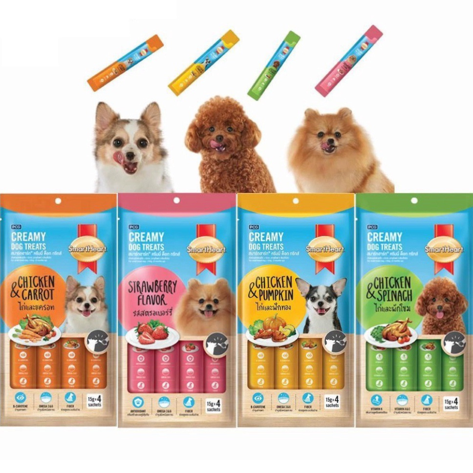Súp thưởng dạng kem Smartheart Creamy Dog Treats Túi 60g gồm 4 thanh ...