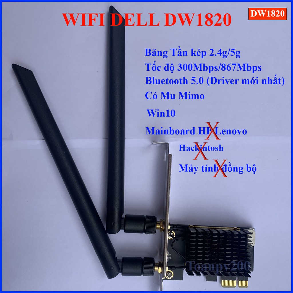 Card wifi dành cho máy tính Dell 1820 DW1820 băng tần kép 2.4g và 5g ...