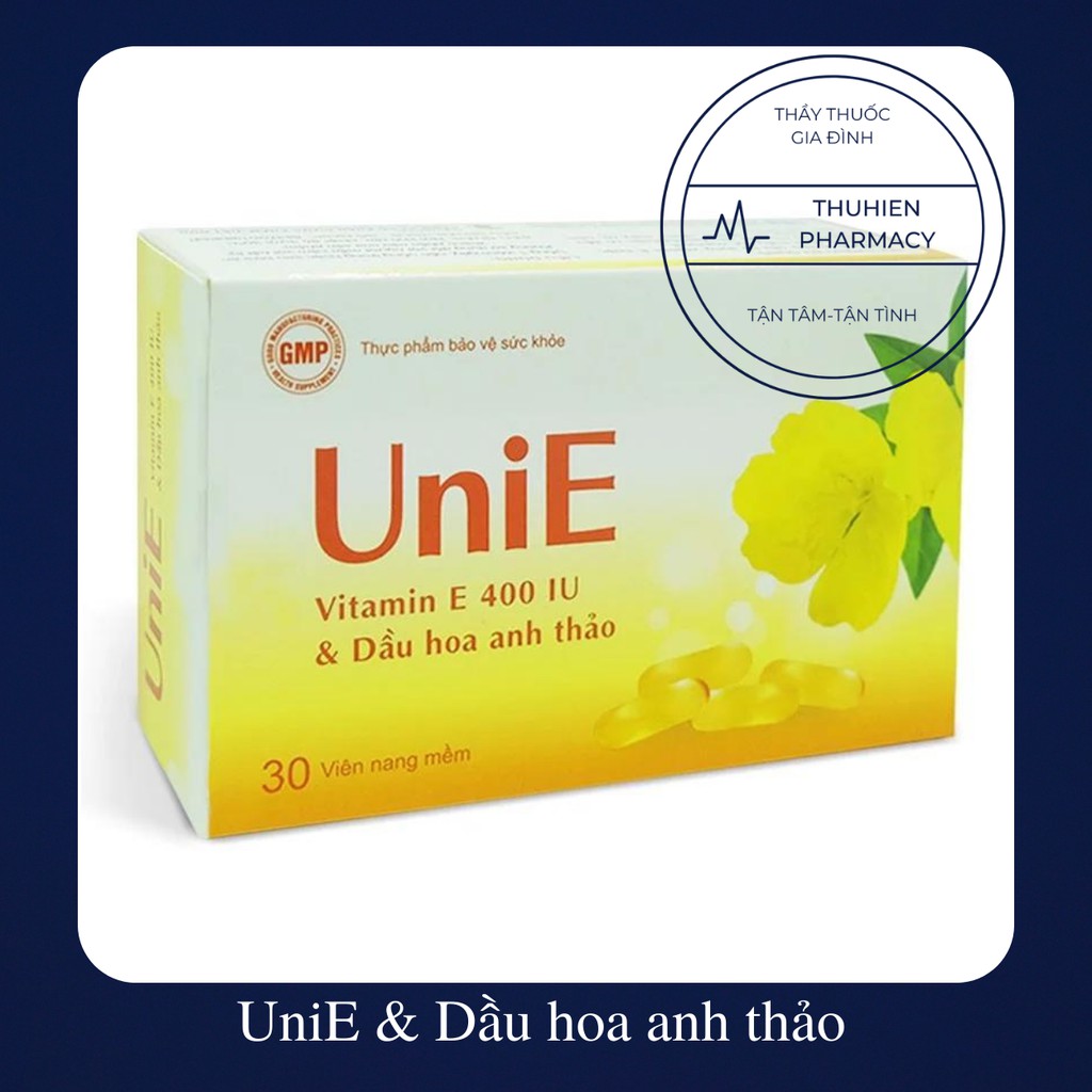Uni E (UniE) vitamin E 400IU & Dầu hoa anh thảo (Hộp 30 viên) | Shopee ...