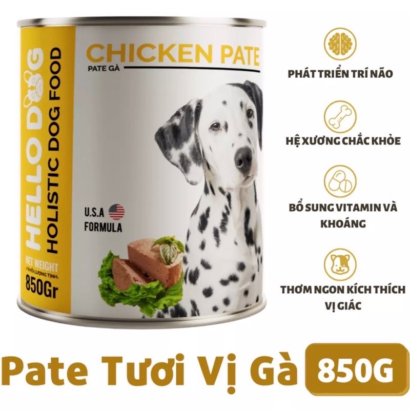pate cho chó mọi lứa tuổi vị gà hello dog chicken lon 850g | Shopee ...