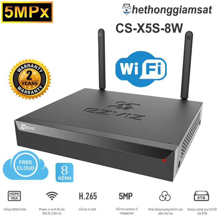 Đầu Ghi Hình Wifi NVR 8 Kênh Ezviz CS-X5S-8W 5MPx - Chính Hãng, Bảo ...