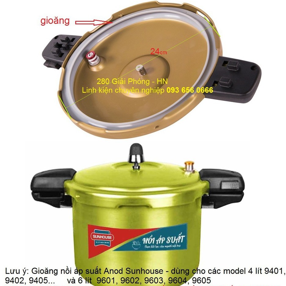Gioăng nồi áp suất Anod Sunhouse SH9403 sh9402 sh9603 sh9604 sh9605 ...