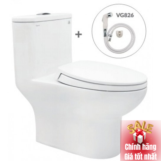 Bồn cầu 1 khối Viglacera V64 nắp rơi êm V68 Tặng kèm vòi xịt nhựa V826 | Shopee Việt Nam